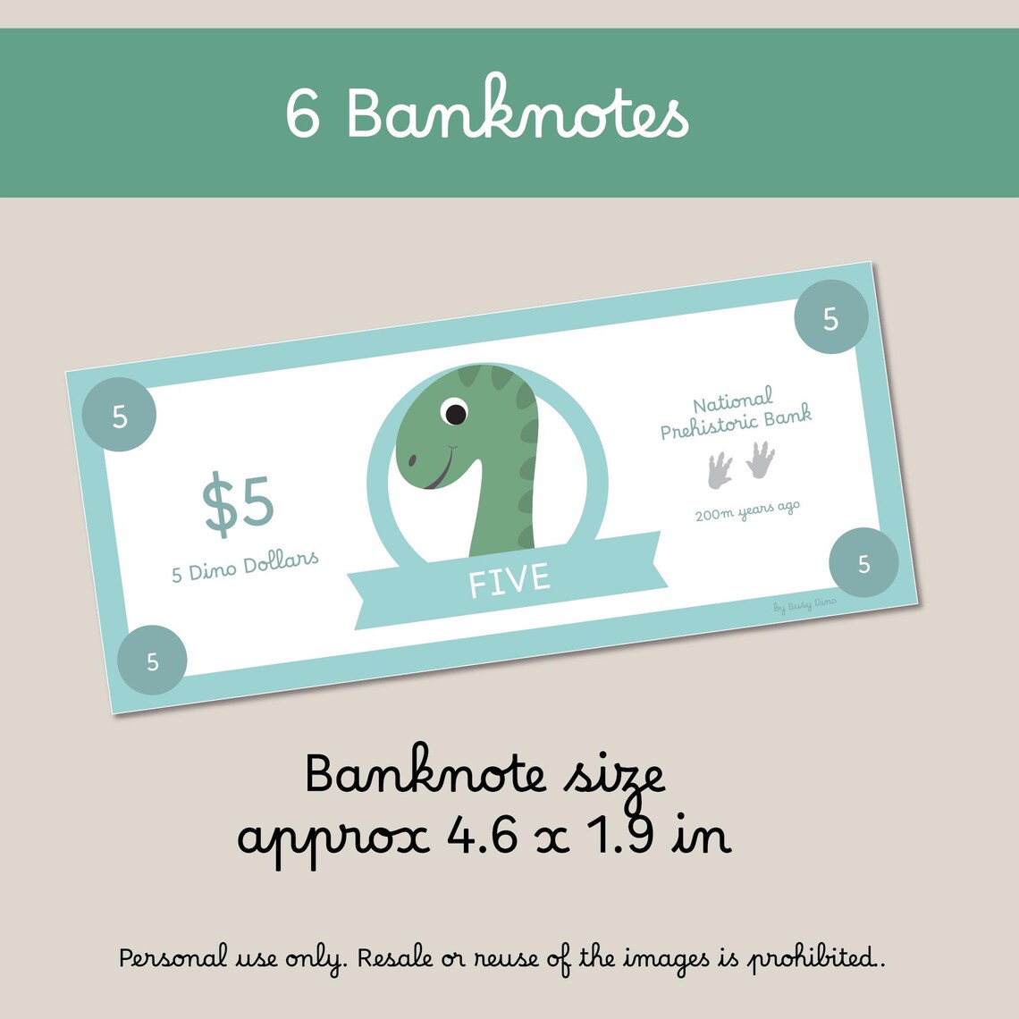 Dino Dollars for Kids, Fun Dinosaur Printable Mom Bucks, Pretend Play ...