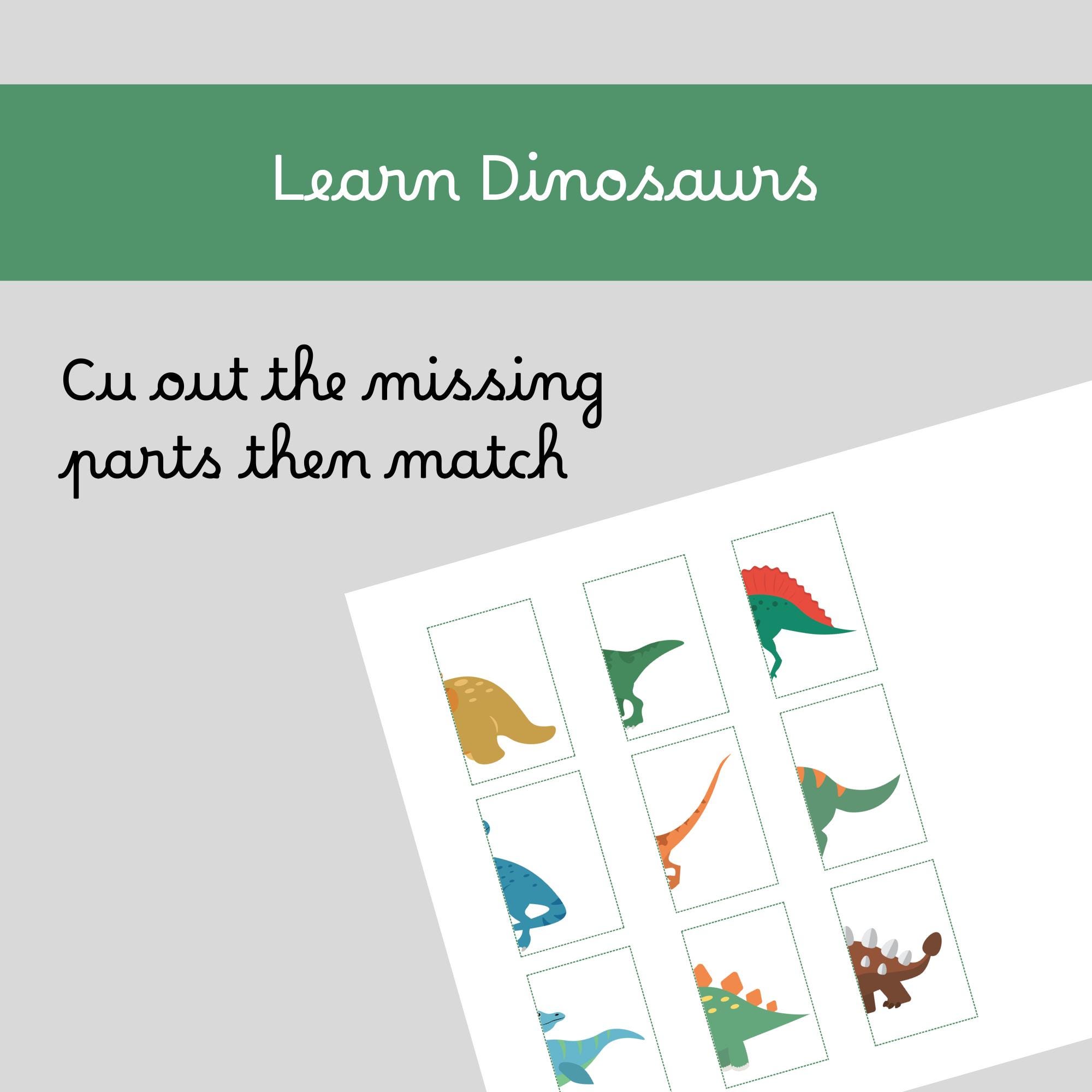 Dinosaur Puzzle Printable – Match the Halves Activity for Toddlers ...