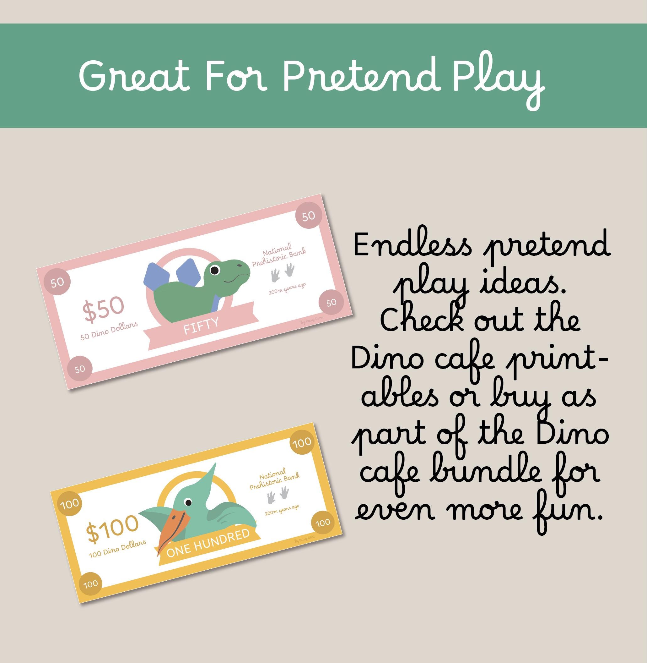 Dino Dollars for Kids, Fun Dinosaur Printable Mom Bucks, Pretend Play ...