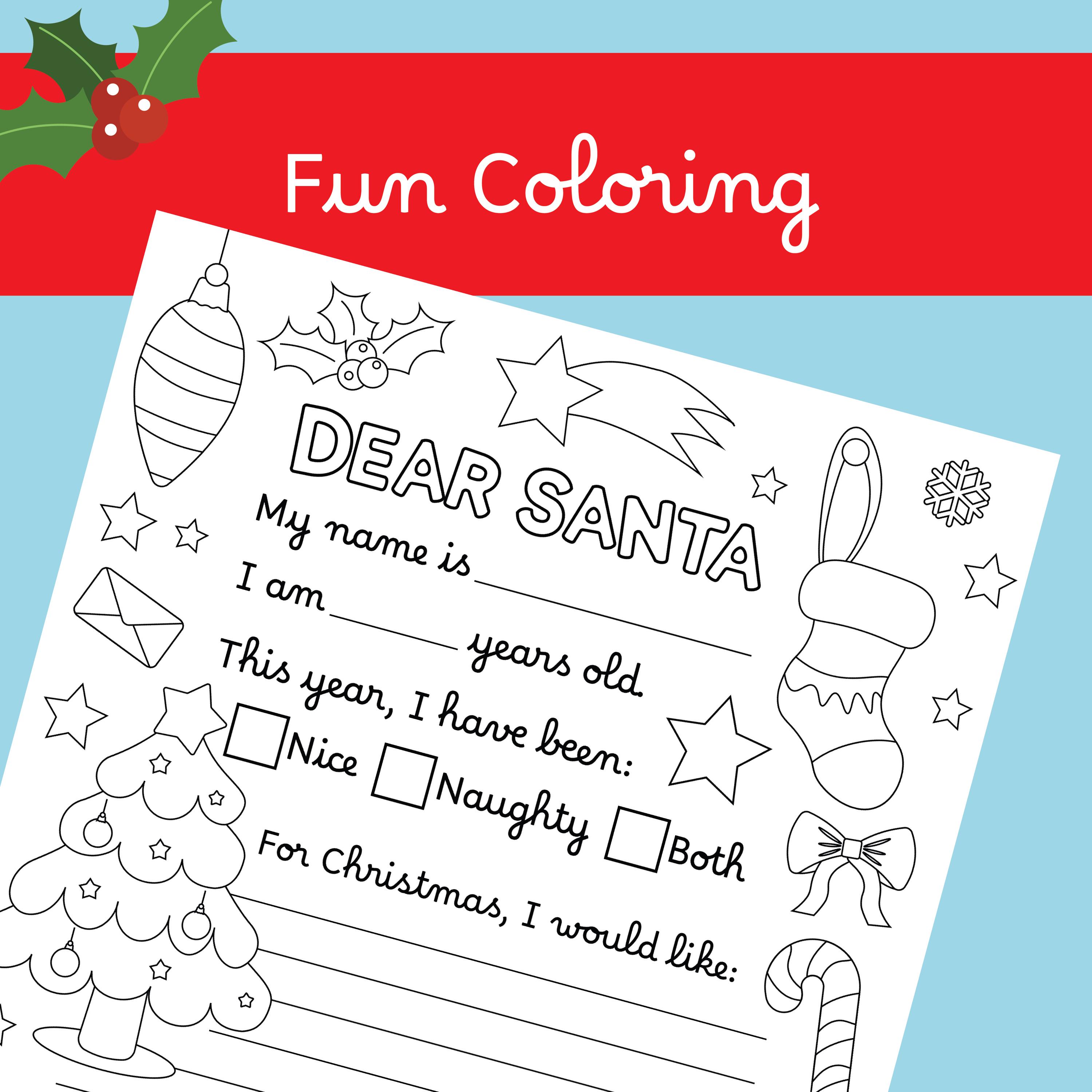 Letter to Santa Coloring Page: Kids Christmas Wish List (printable) - Etsy