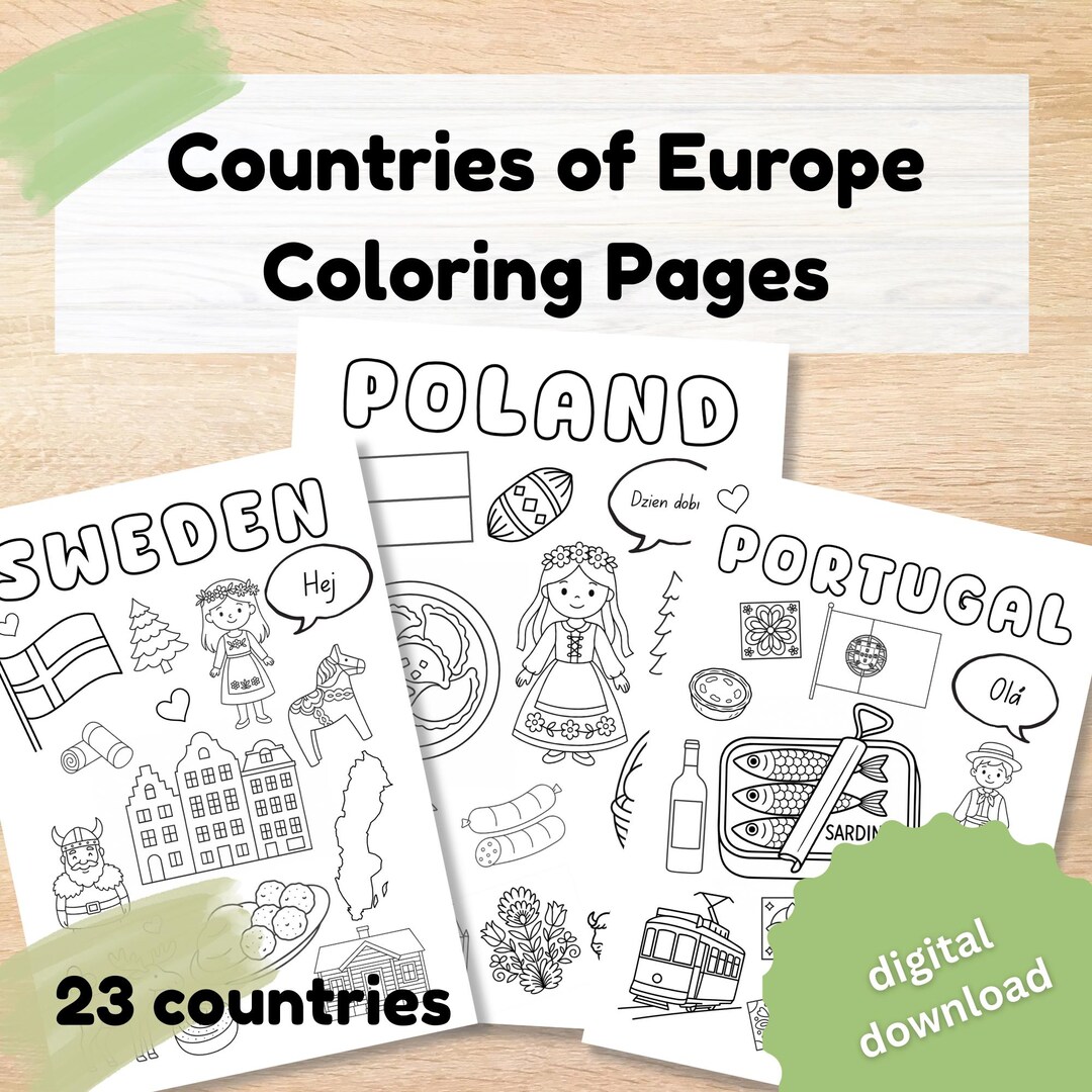 Europe Coloring Pages for Kids, European Countries Color Book, 23 ...