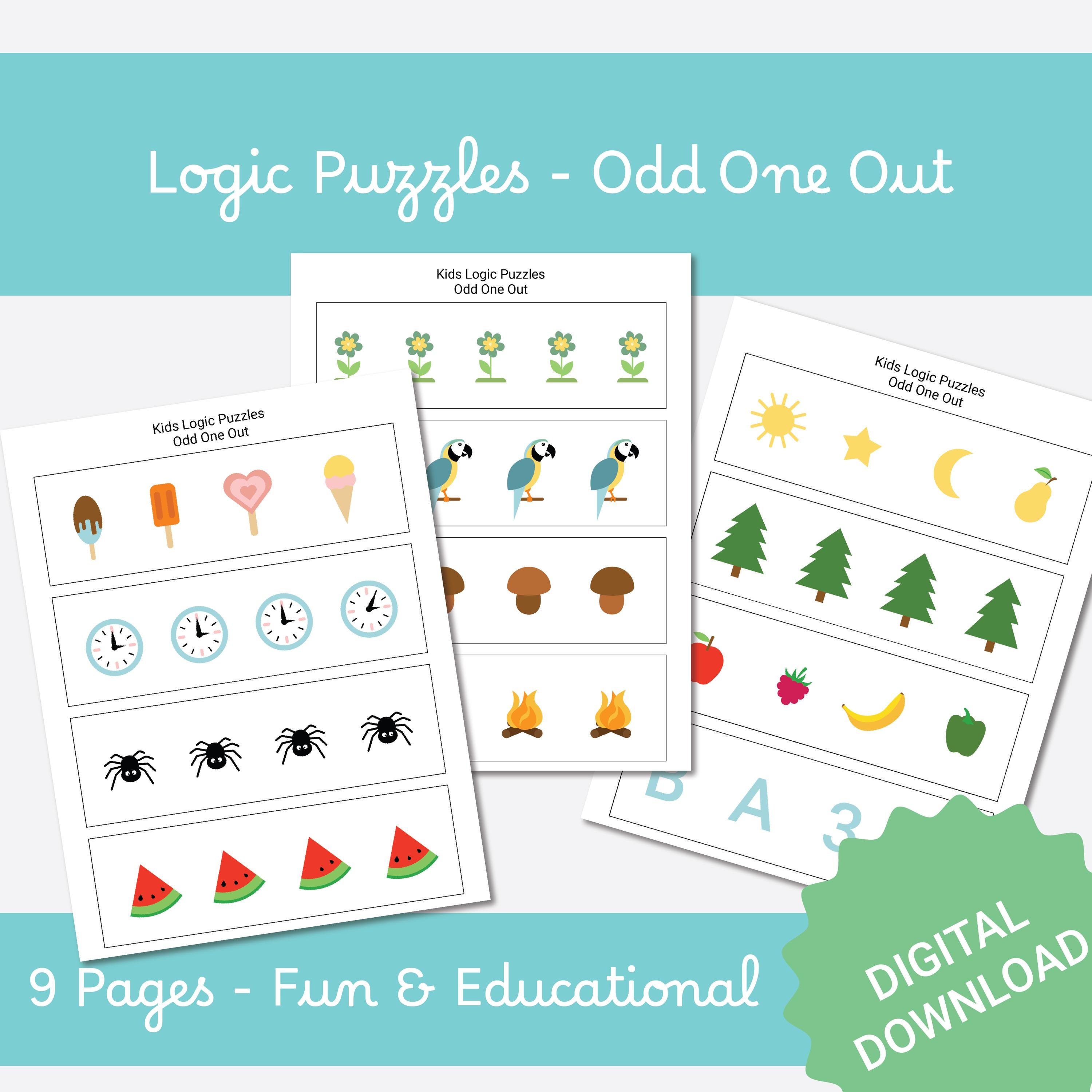Odd One Out Worksheets for Kids, 9 Children Logic Puzzles ...