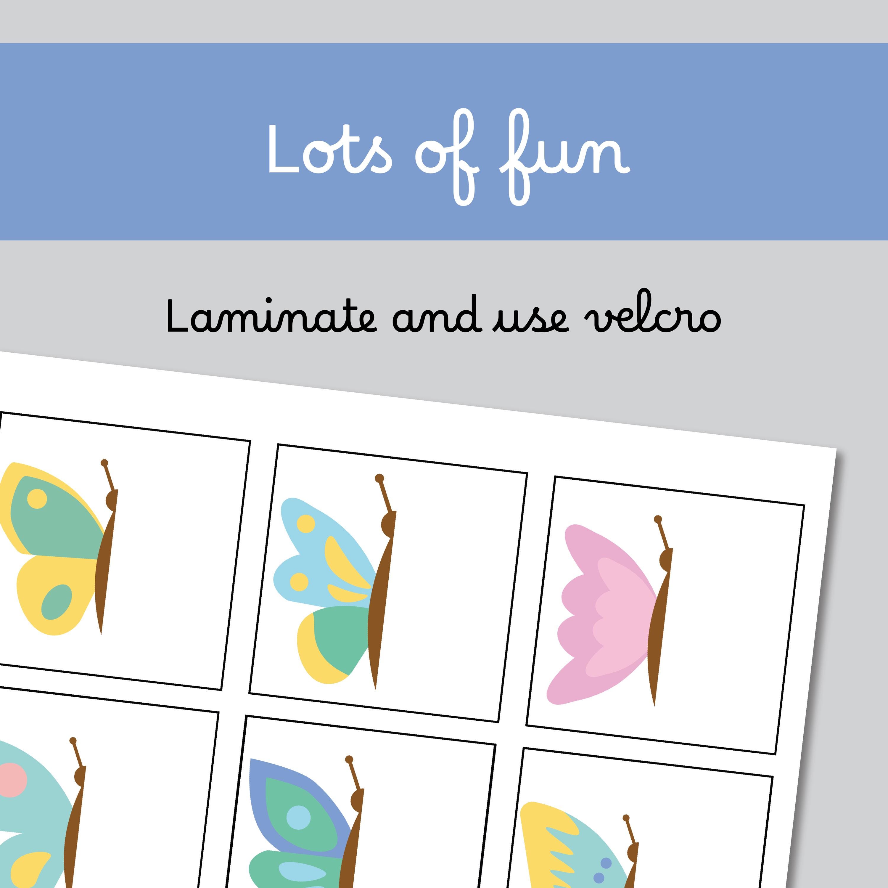 Butterflies Matching Puzzle Printable – Match Halves Activity for ...