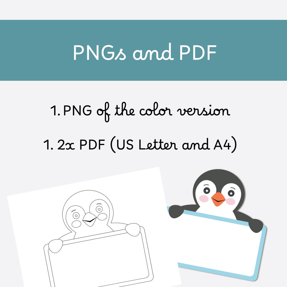 Penguin Name Tags, PNG and PDF, Winter Cute Fun Classroom Labels ...