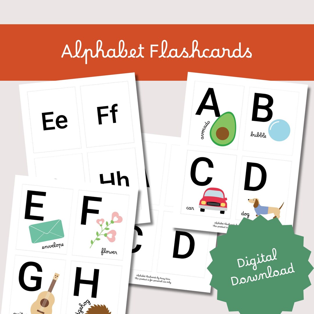 Alphabet Flashcards for Kids, Kindergarten, Pre-k or Homeschooling ABC ...