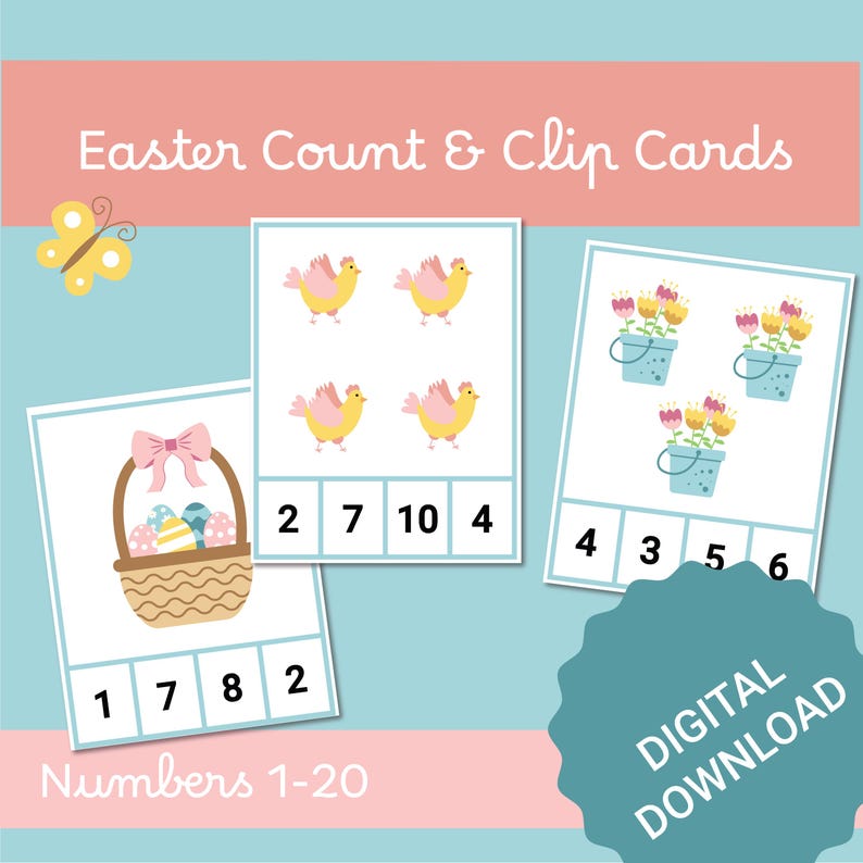 Easter Count and Clip Cards, First Counting Kindergarten or ...