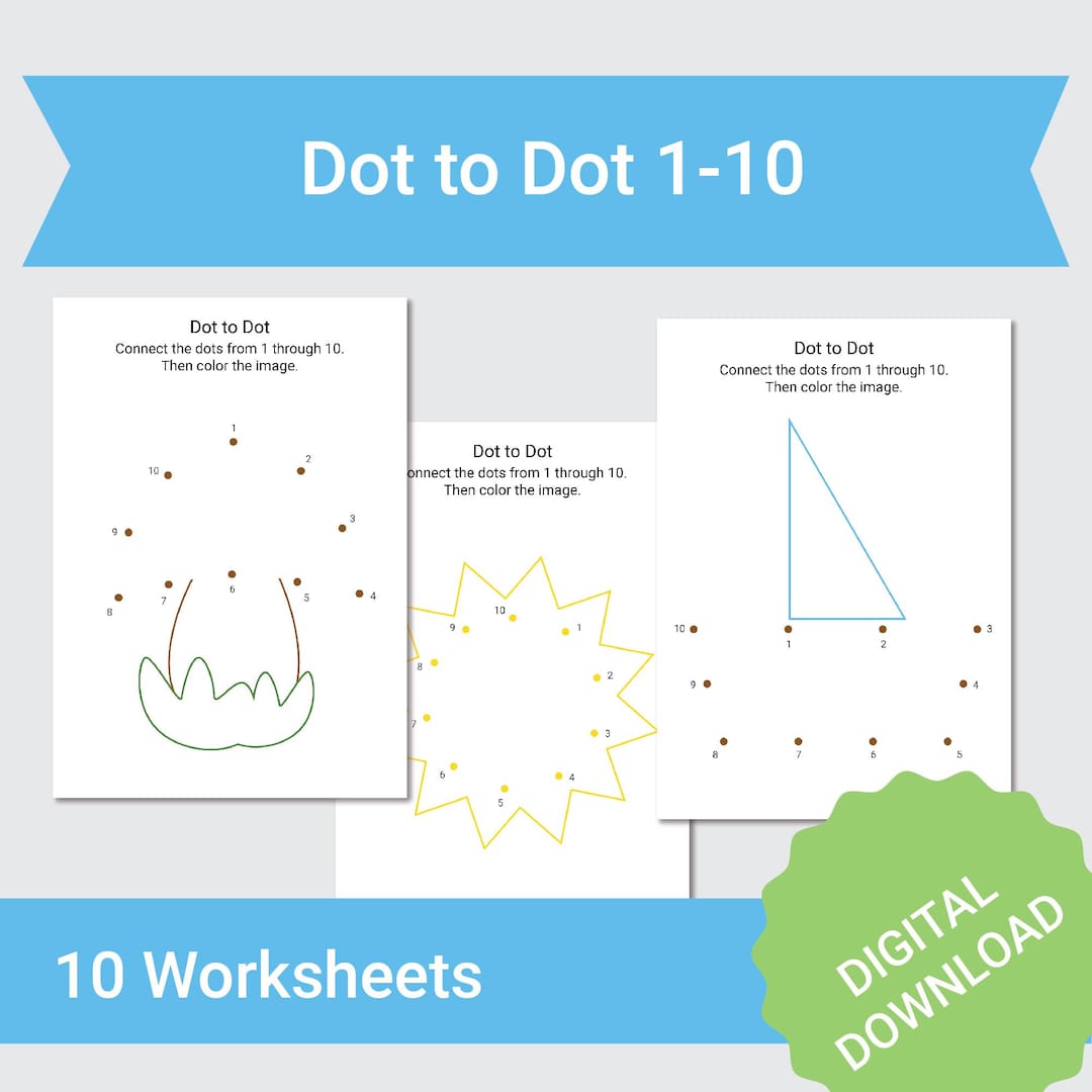 Dot-to-dot Worksheets for Kids, Numbers 1-10, Connect the Dots, 10 ...