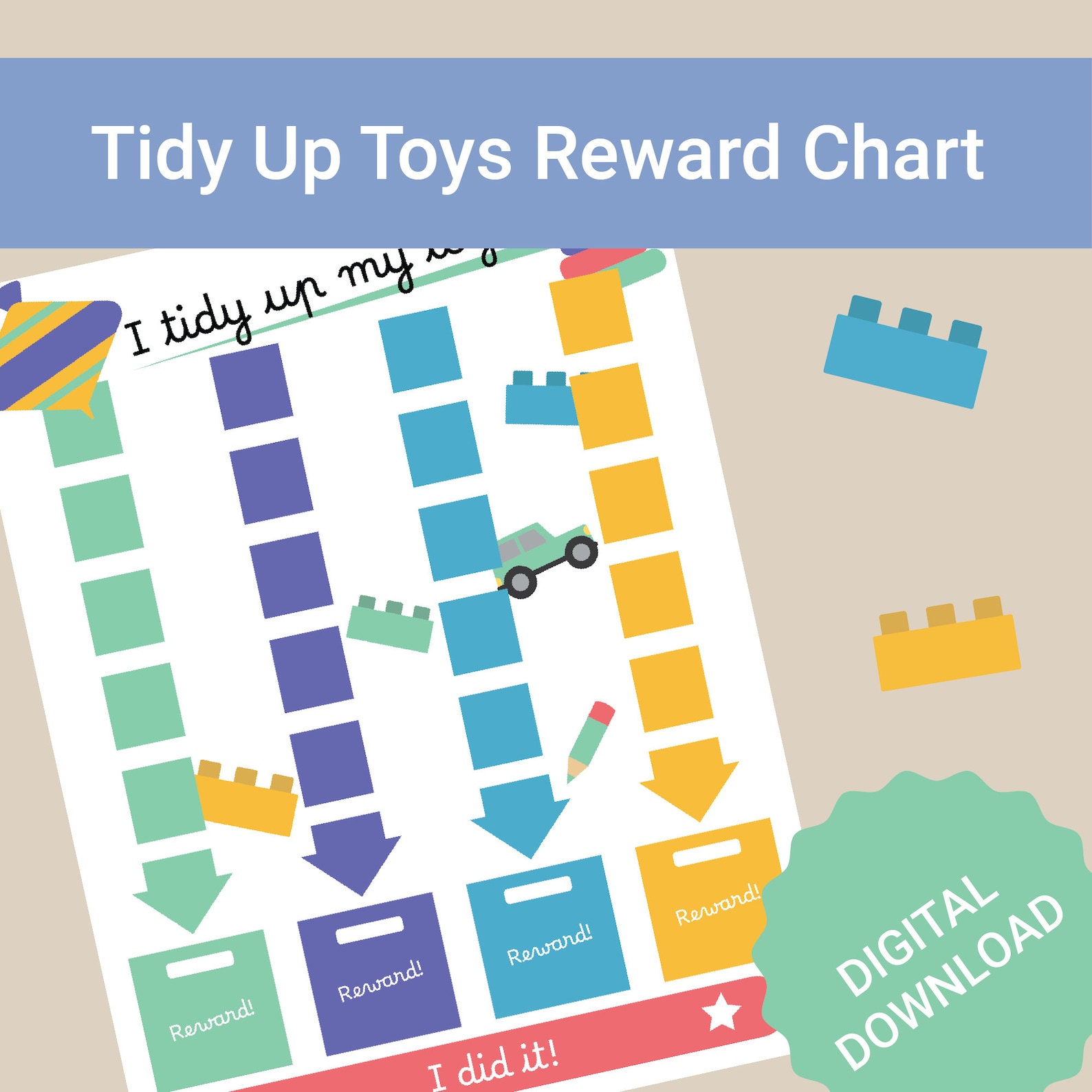 I Tidy up My Toys Reward Chart for Toddlers and Preschool Children ...