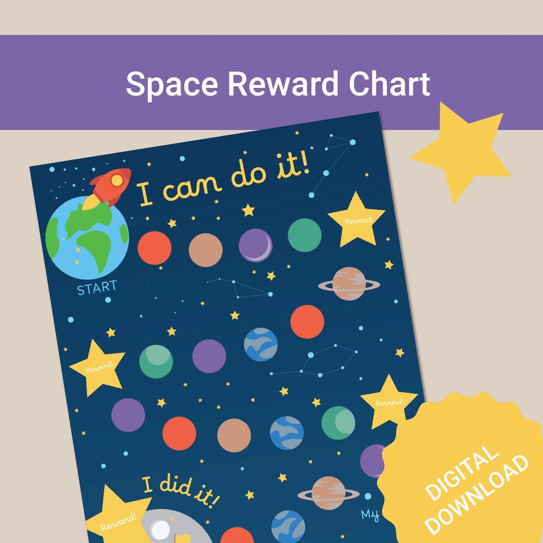 Space-themed Reward Chart for Kids, Motivation Tracker to Encourage ...