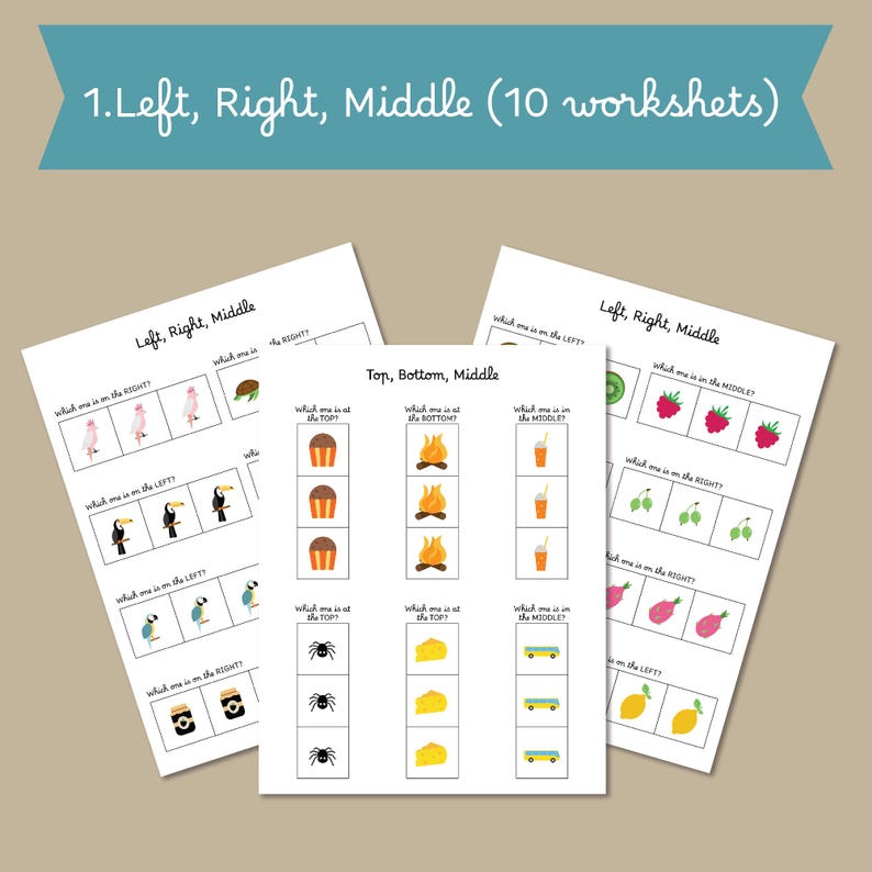 Left, Right, Top, Bottom, Middle Kids Worksheets, Position, Location ...