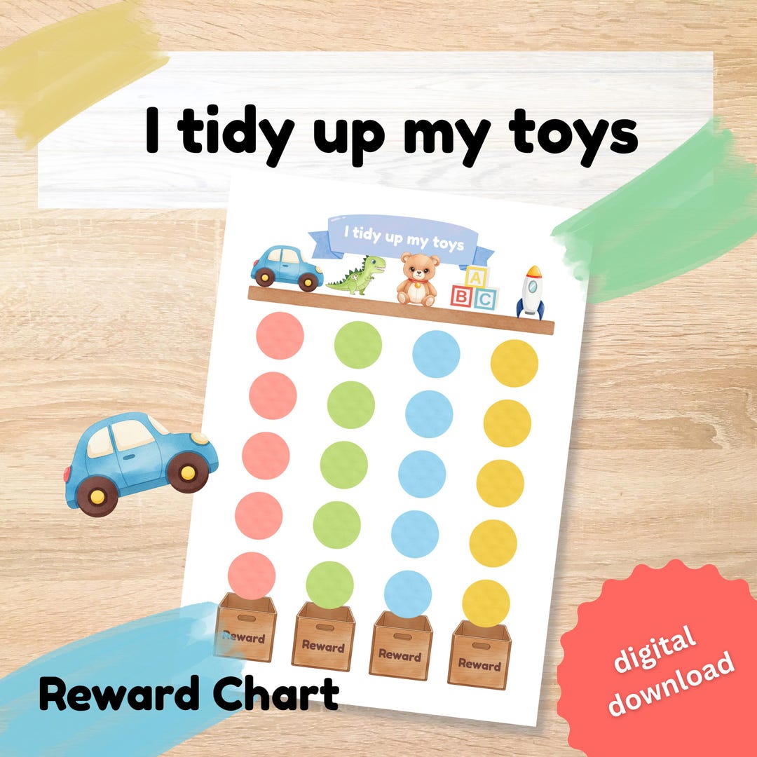 I Tidy up My Toys Reward Chart: Kids Behavior Goals (digital Download ...