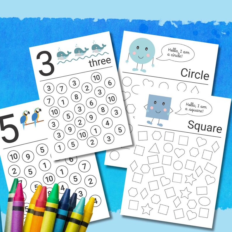 Preschool Find & Color Worksheets: Alphabet, Numbers, Shapes, Animals ...