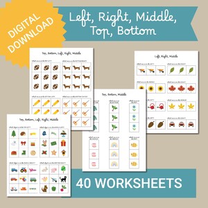 Position Worksheets for Kids, Understand Left, Right, Top, Bottom ...