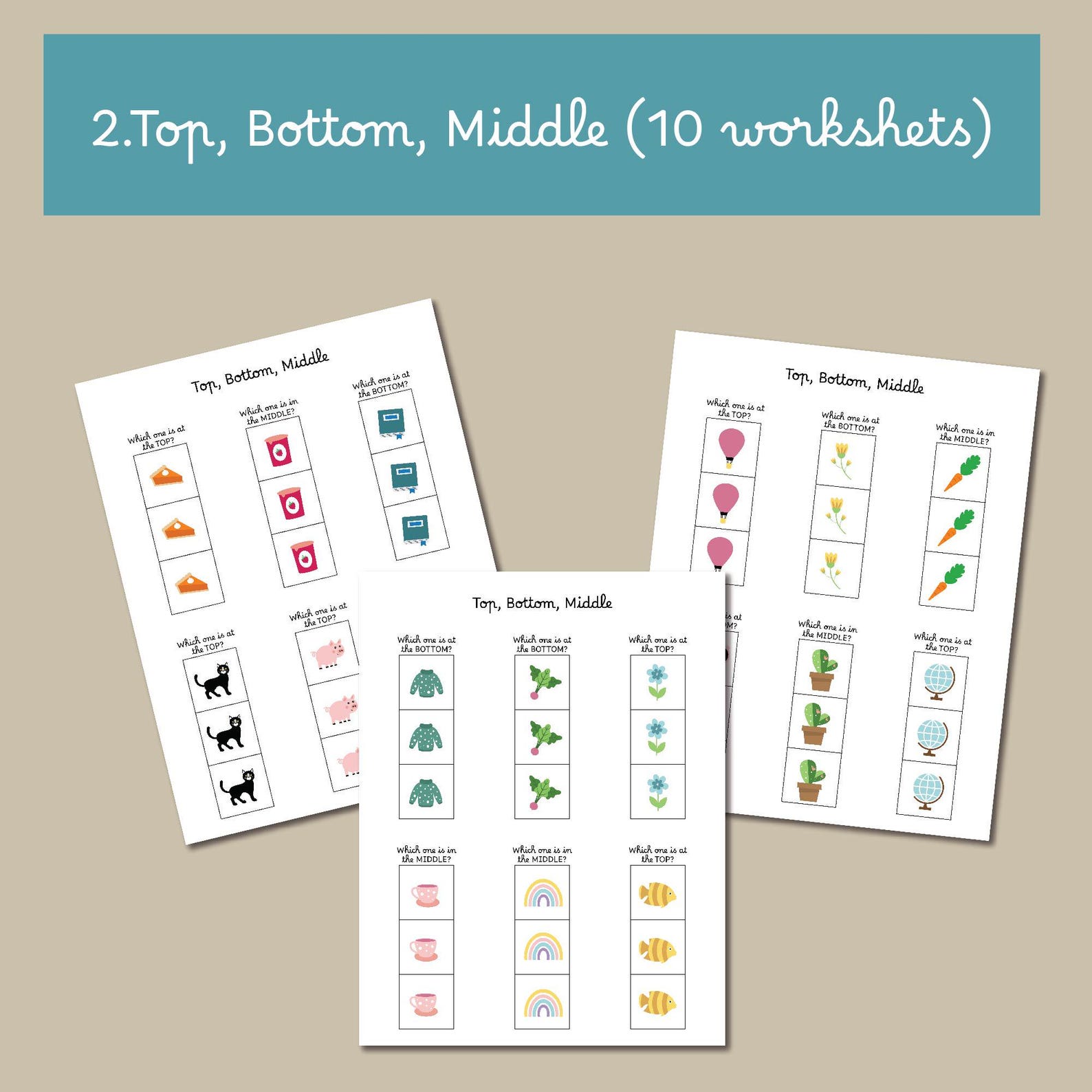 Position Worksheets for Kids, Understand Left, Right, Top, Bottom ...