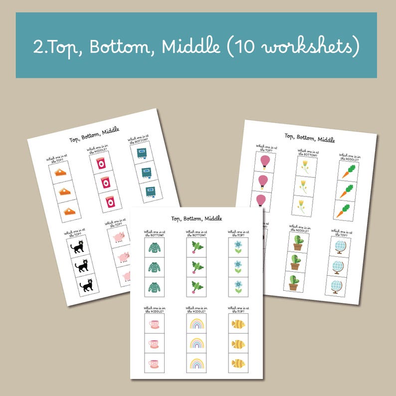 Position Worksheets for Kids, Understand Left, Right, Top, Bottom ...