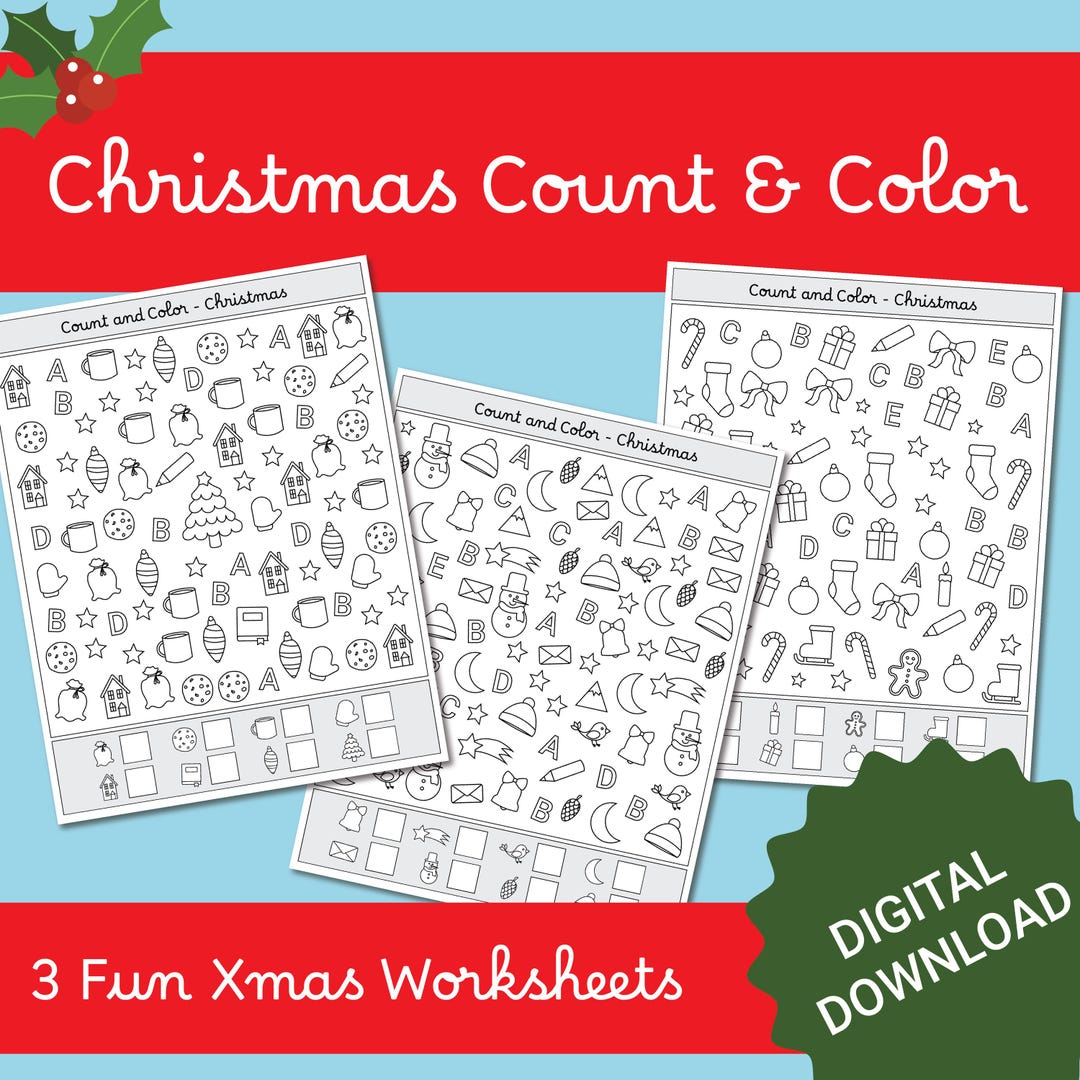 Christmas I-spy Printable Sheets, Kids Holiday Math Activity (PDF) - Etsy