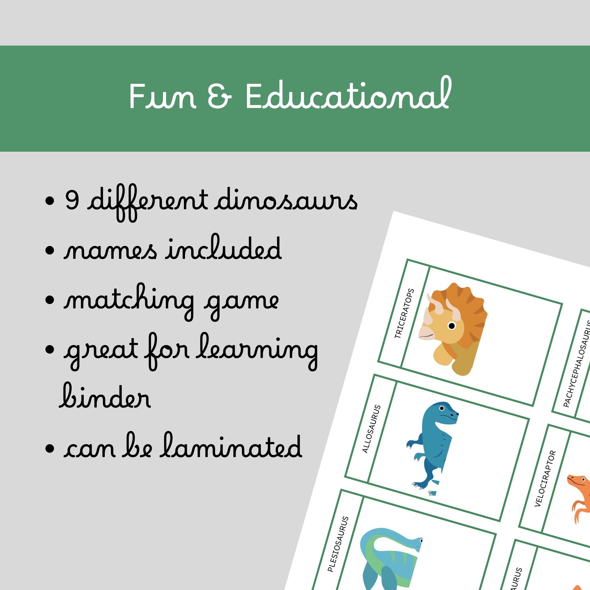 Dinosaur Puzzle Printable – Match the Halves Activity for Toddlers ...