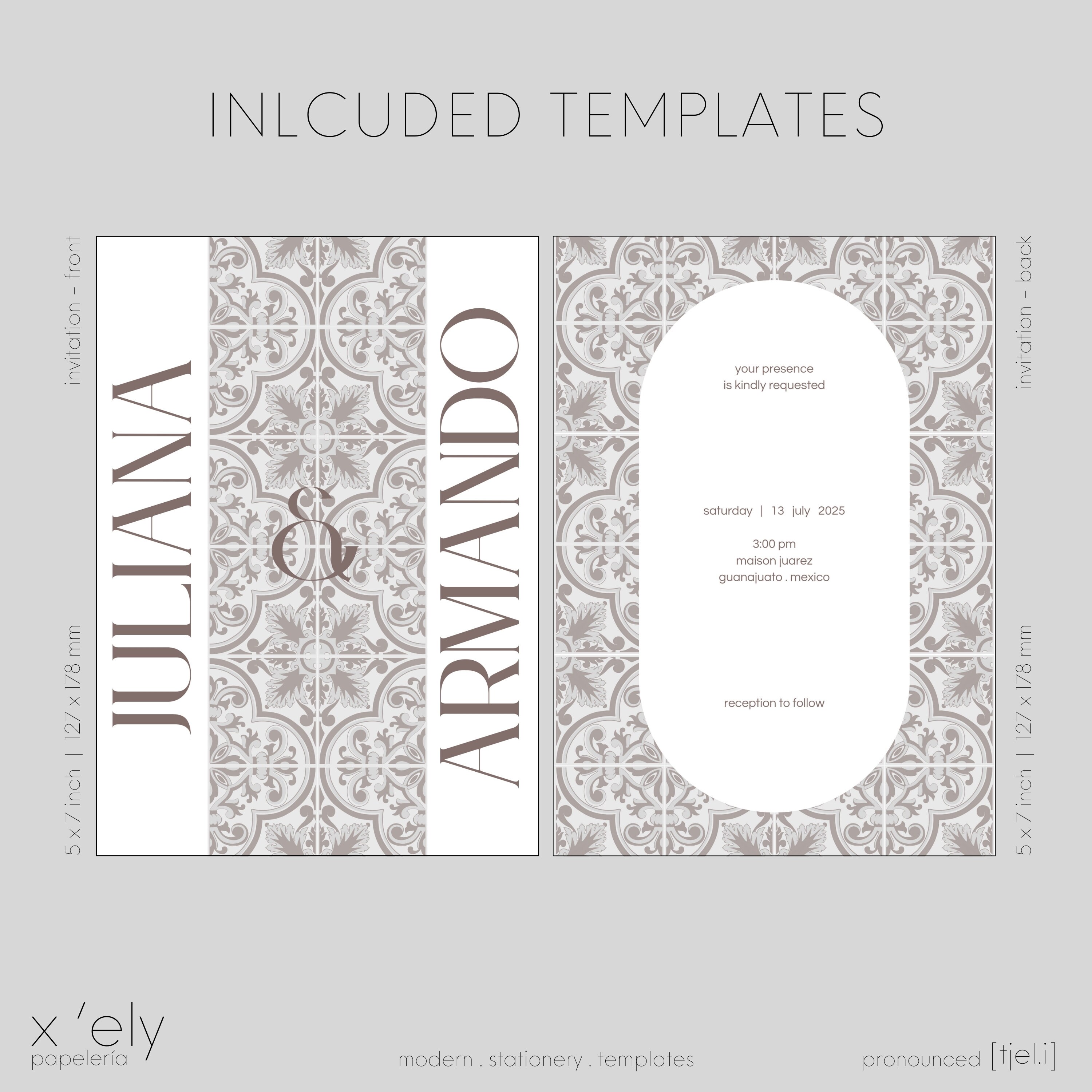 Neutral Talavera Tile Wedding Invitation Template Bundle | Invite, Rsvp ...