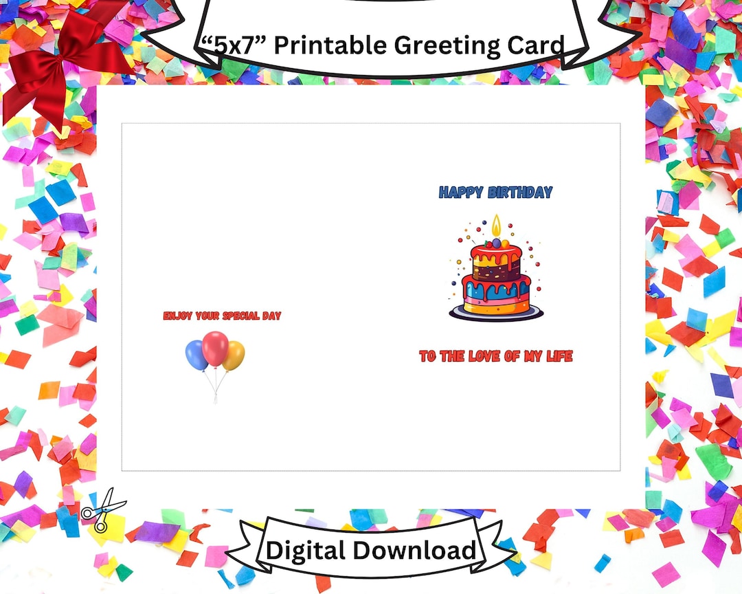 Happy Birthday 5x7" Digital Printable Greeting Card - Etsy