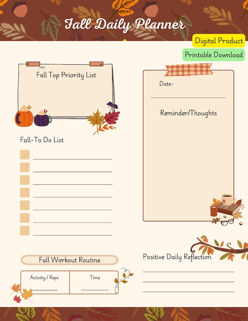Digital, Printable, Fall Planner - Etsy