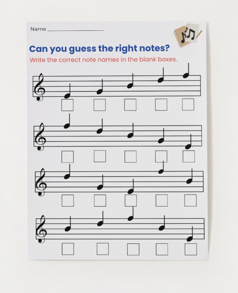 Music Note Worksheet for Treble Clef Space and Line Notes- Digital ...