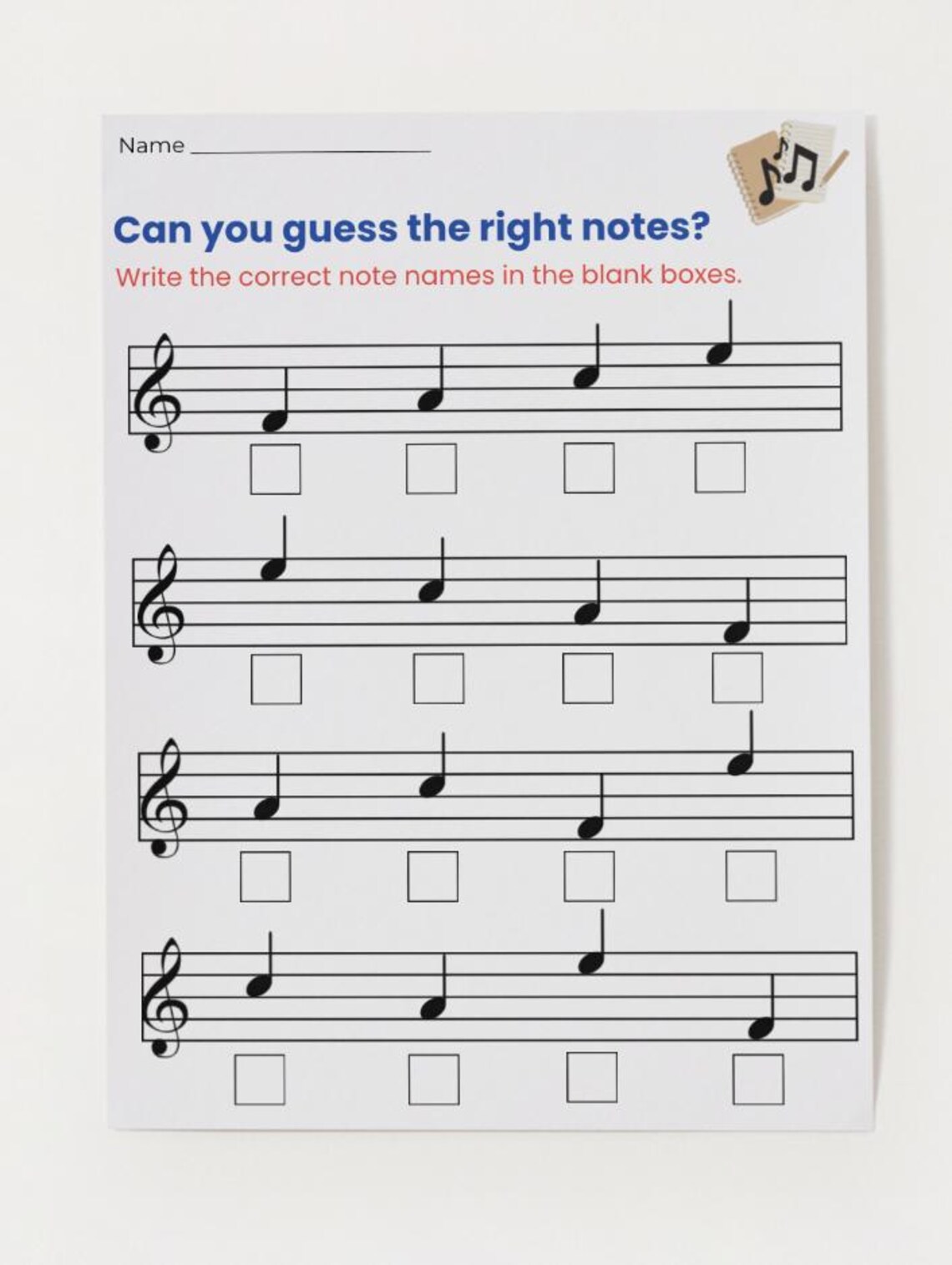 Music Note Worksheet for Treble Clef Space and Line Notes- Digital ...