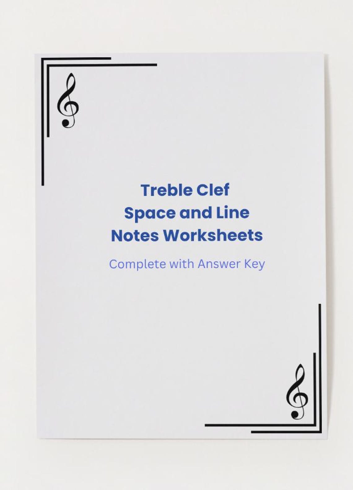 Music Note Worksheet for Treble Clef Space and Line Notes- Digital ...