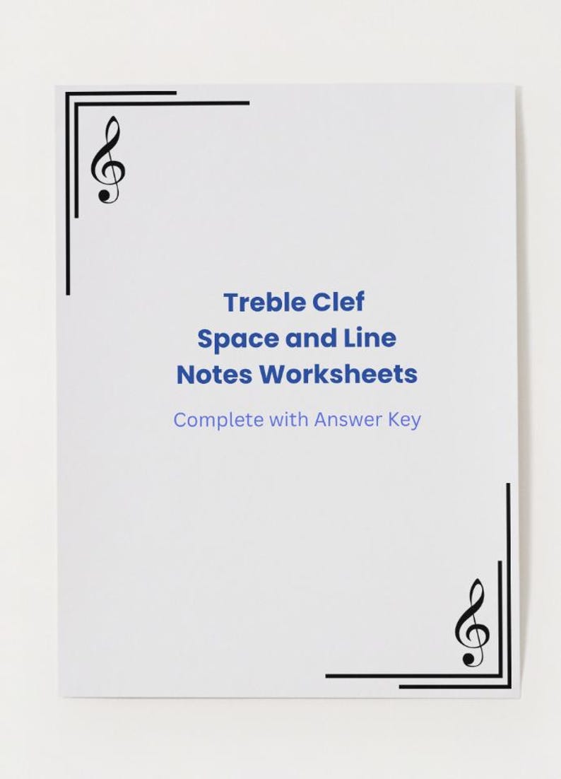 Music Note Worksheet for Treble Clef Space and Line Notes- Digital ...