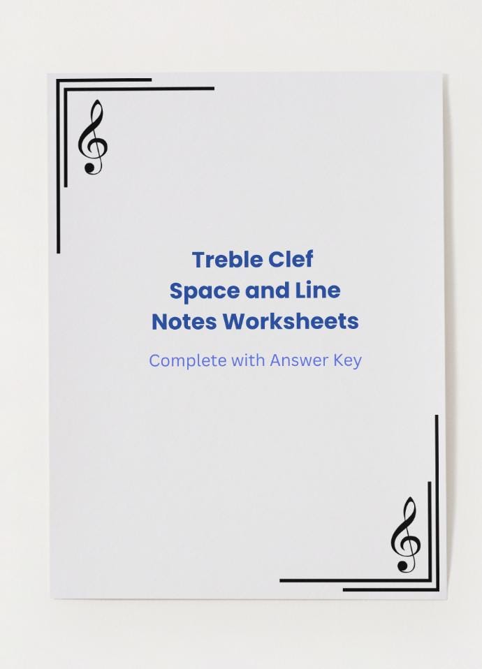 Music Note Worksheet for Treble Clef Space and Line Notes- Digital ...