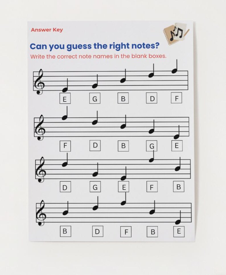 Music Note Worksheet for Treble Clef Space and Line Notes- Digital ...