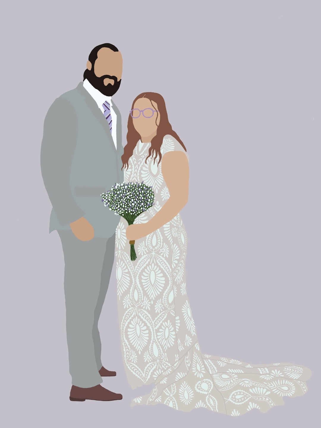 Custom Faceless Portraits - Wedding With Full Detail - Etsy