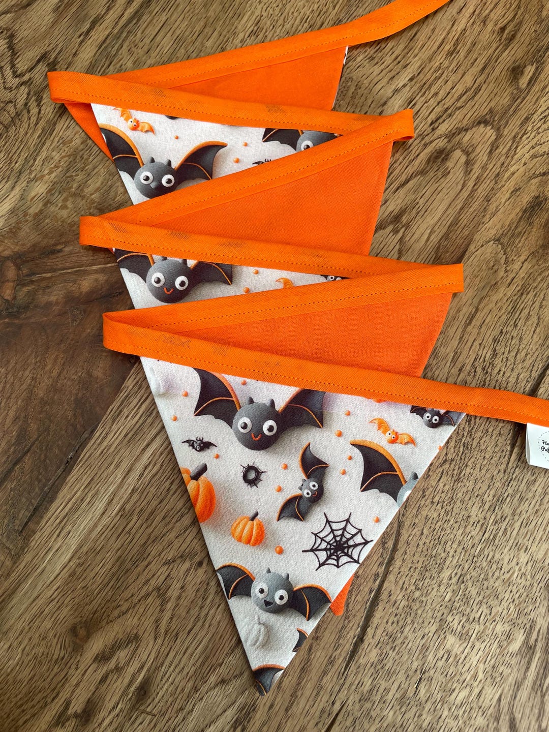 Handmade - Bunting - Halloween - Bats - Spiders- Pumpkins - Orange ...