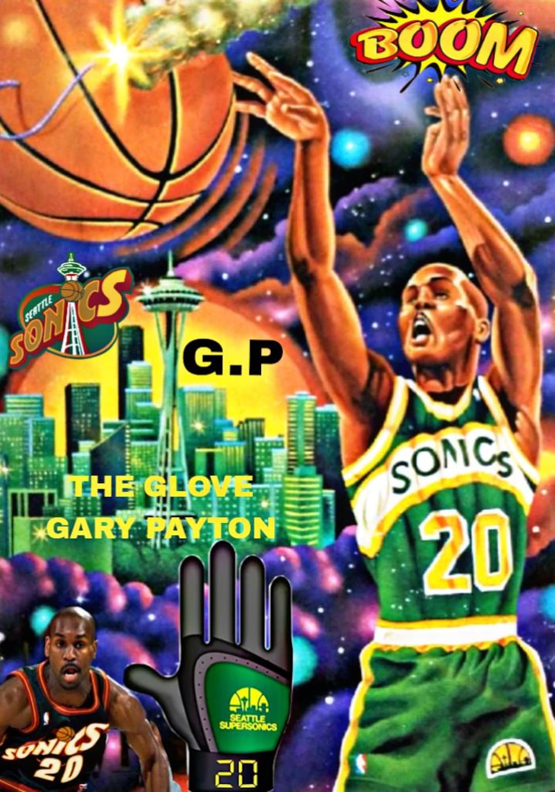 BRAND NEW! Gary Payton Kaboom Self Created Seattle Supersonics Old ...