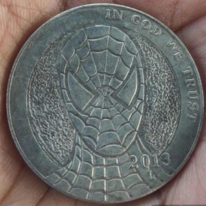 Handmade! Engraved Fine Silver Spider-man Coins With Self Created Ultra ...