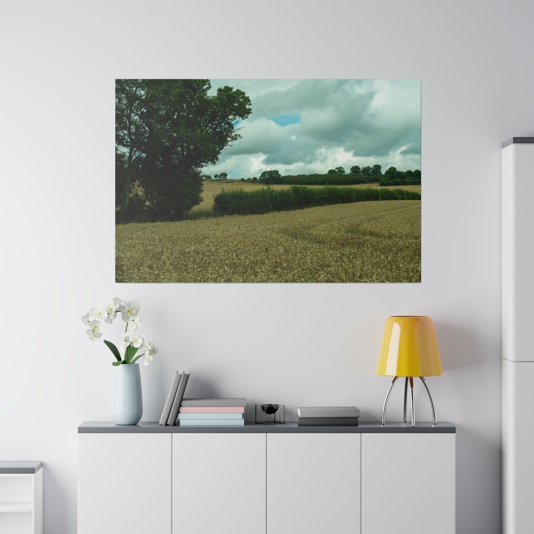 Crops, Hedges and Trees, Landscape, Canvas, Countryside, Cloudscape - Etsy