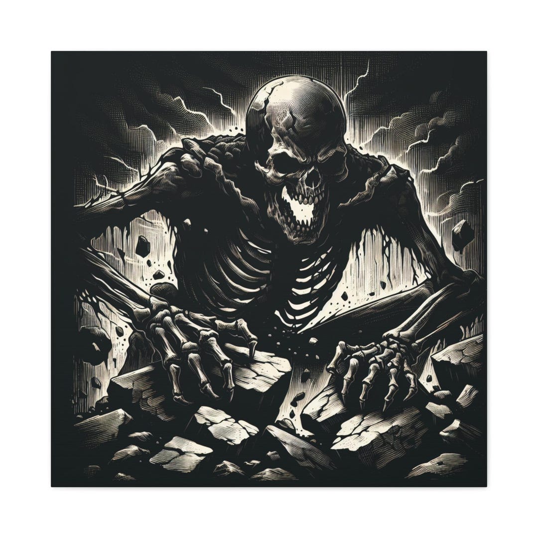 Rock Crushing Skeleton, AI Generated Design, Scary Skeleton, Artistic ...