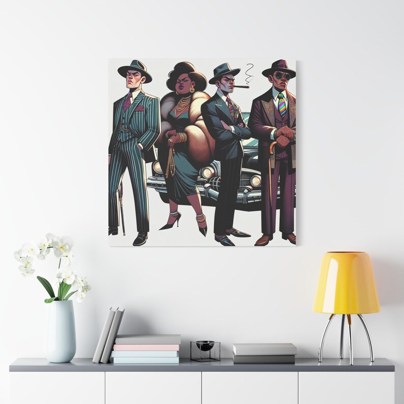 Cartoon Style Gangsters, Mobsters, AI Generated Design, Artistic, Wall ...