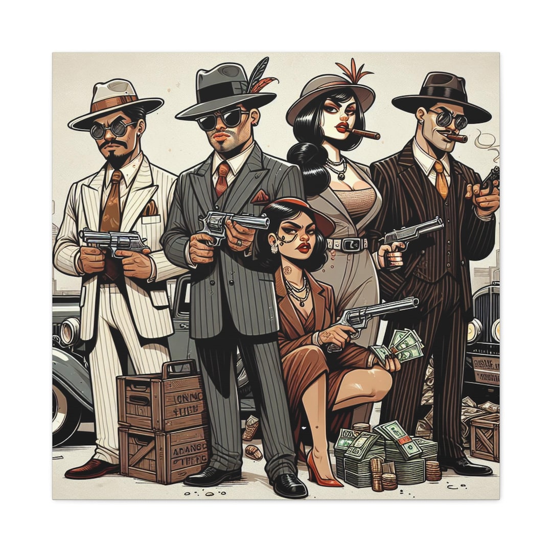 Cartoon Style Gangster Characters, AI Generated Design, Artistic ...