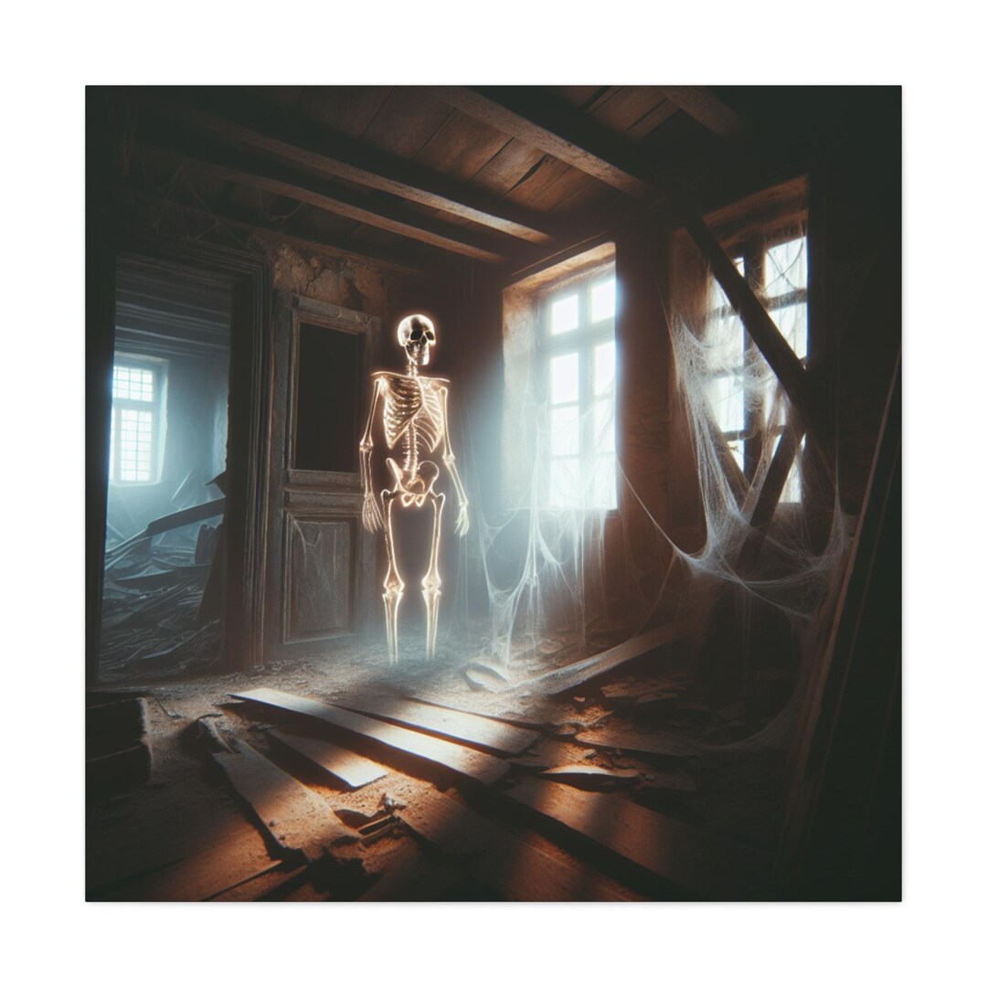 Scary Skeleton, Haunted House, AI Generated Design, Wall Hanging, Gift ...