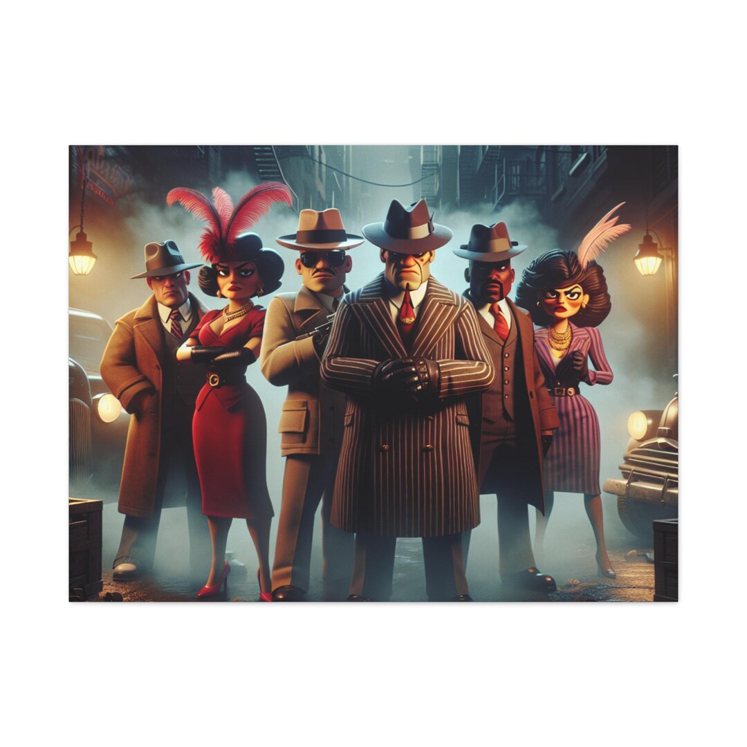 Cartoon Style Gangster Characters, AI Generated Design, Artistic ...