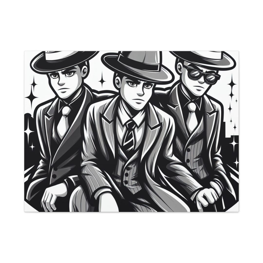Cartoon Style Gangsters, Mobsters, AI Generated Design, Artistic, Wall ...