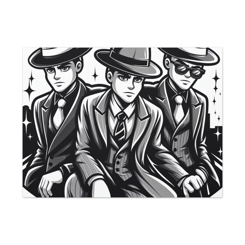 Cartoon Style Gangsters, Mobsters, AI Generated Design, Artistic, Wall ...
