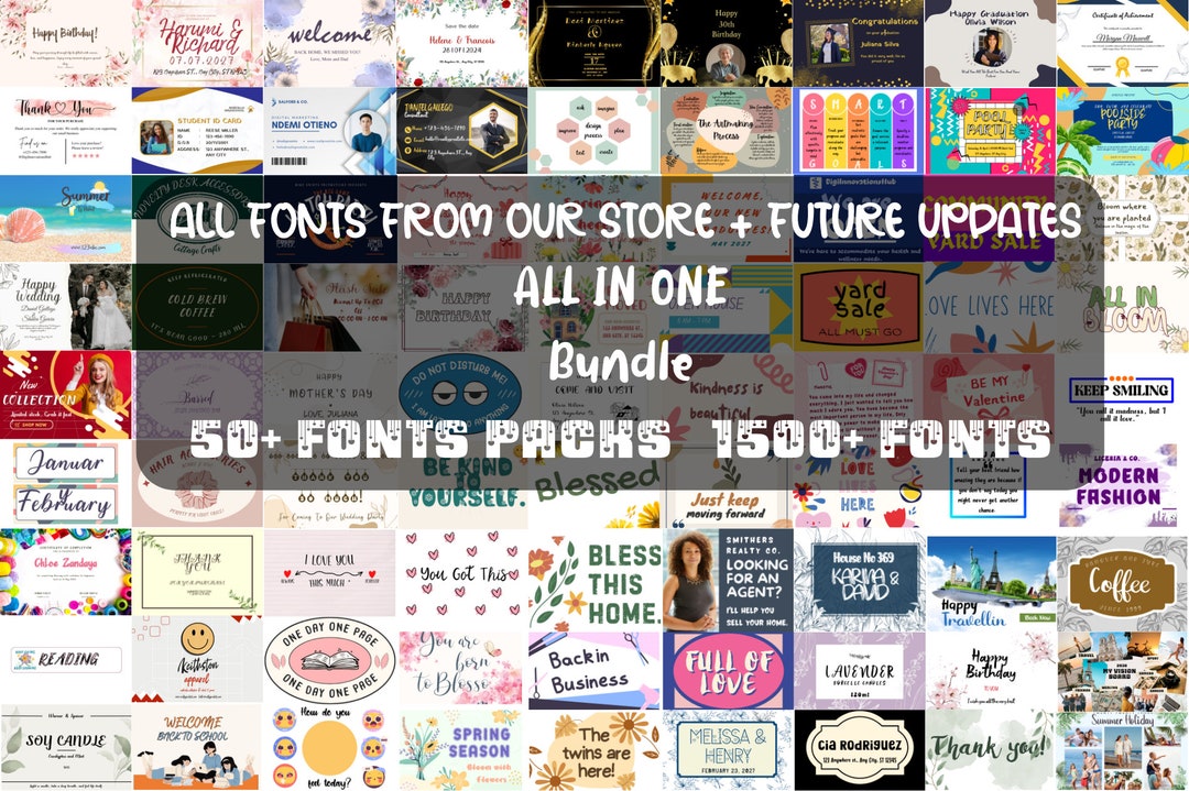 The Ultimate 200 Procreate Fonts, Instant Download, Cursive Fonts ...