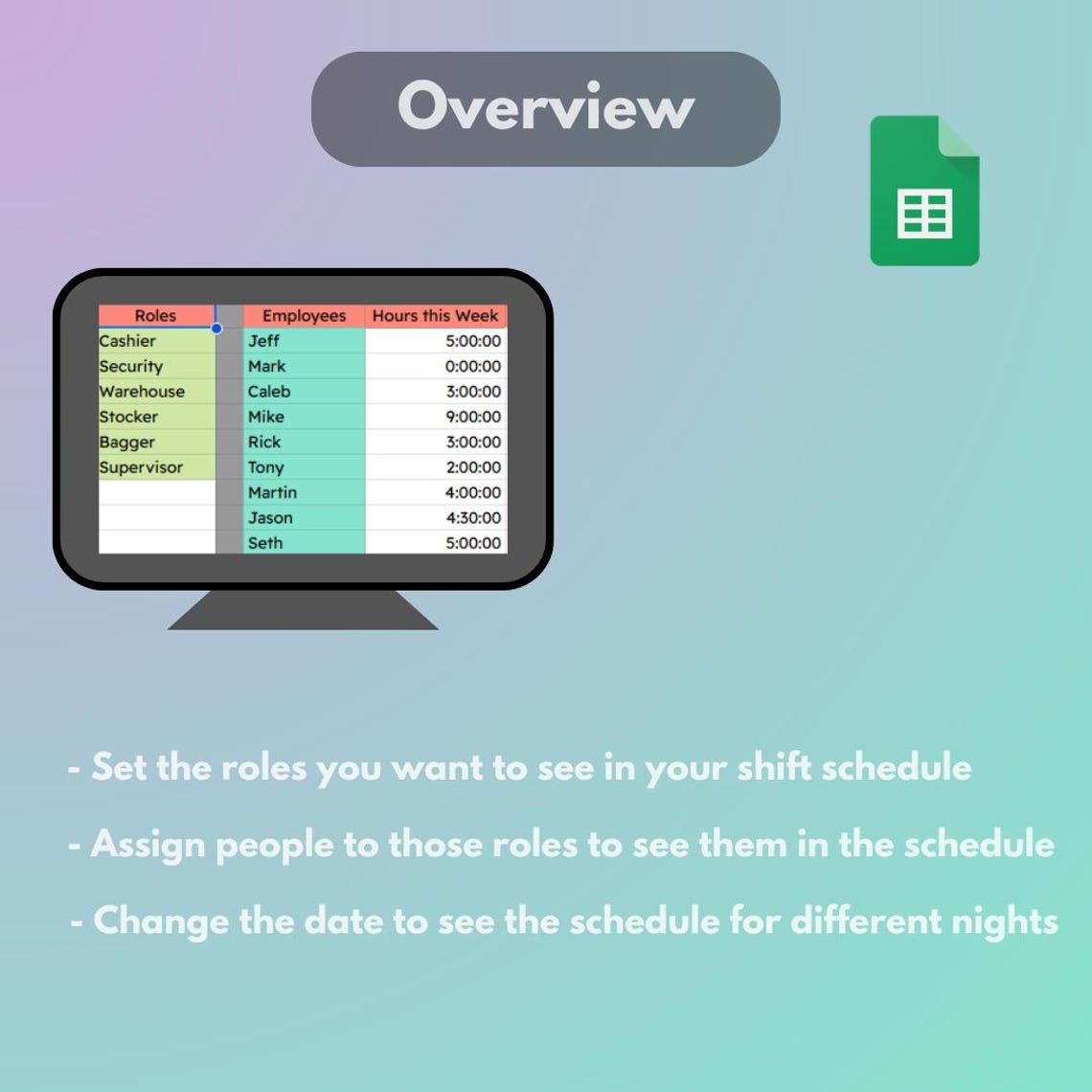 NIGHT SHIFT SCHEDULE | Employee Tracker | Night Shift Calendar | Hour ...