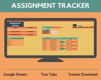 GOOGLE SHEETS Assignment Tracker - Etsy