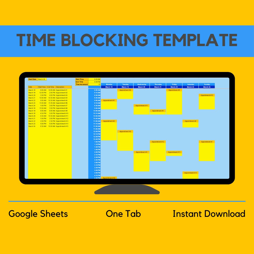 TIME BLOCK TEMPLATE Schedule Builder Automatic Time Blocking Weekly ...