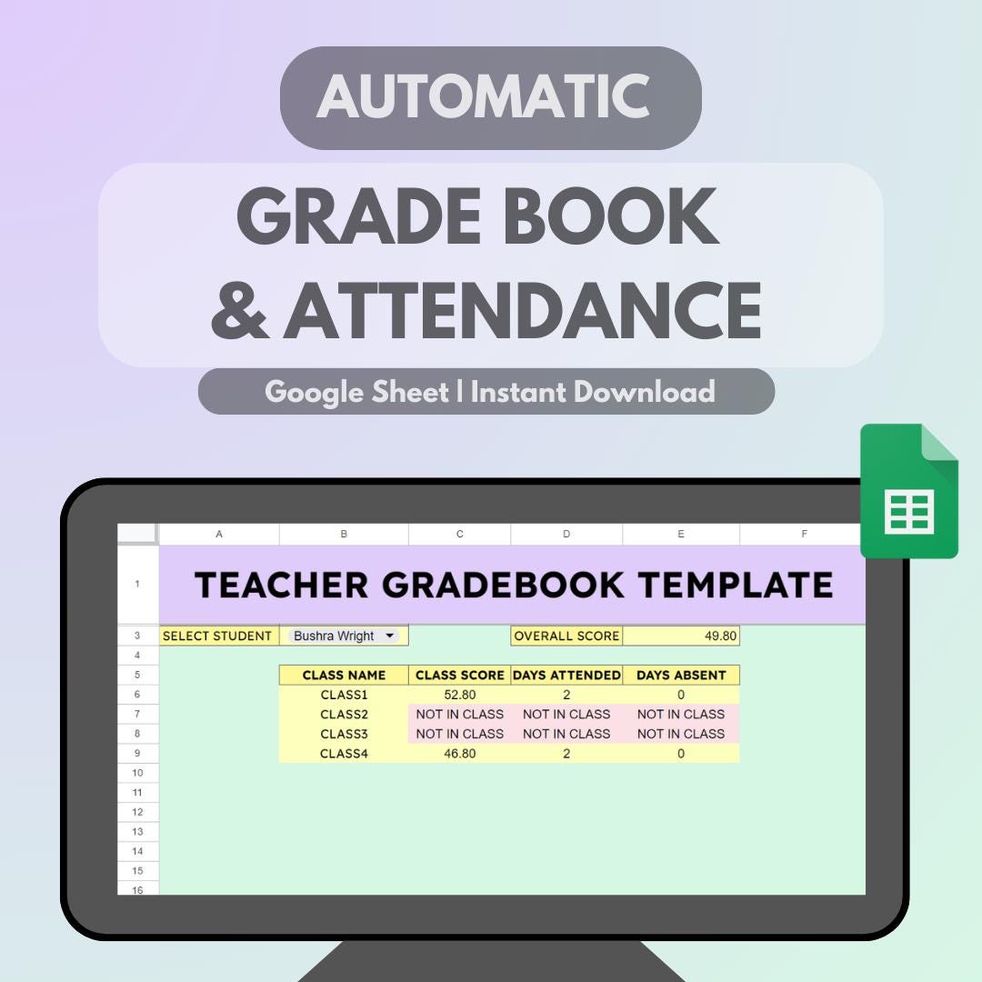 GRADE BOOK TEMPLATE | Attendance Tracking | Education Tool | Teacher ...