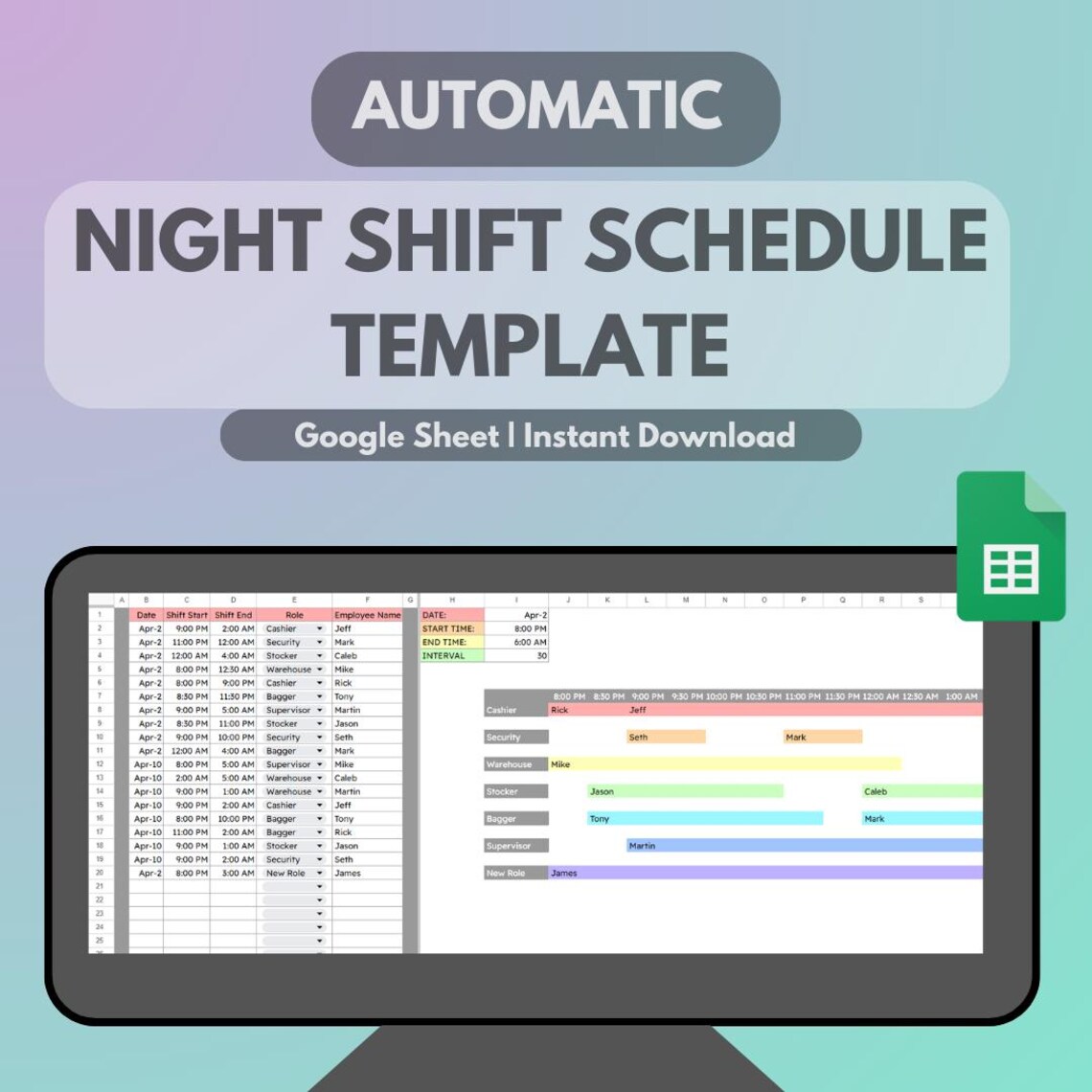 NIGHT SHIFT SCHEDULE | Employee Tracker | Night Shift Calendar | Hour ...