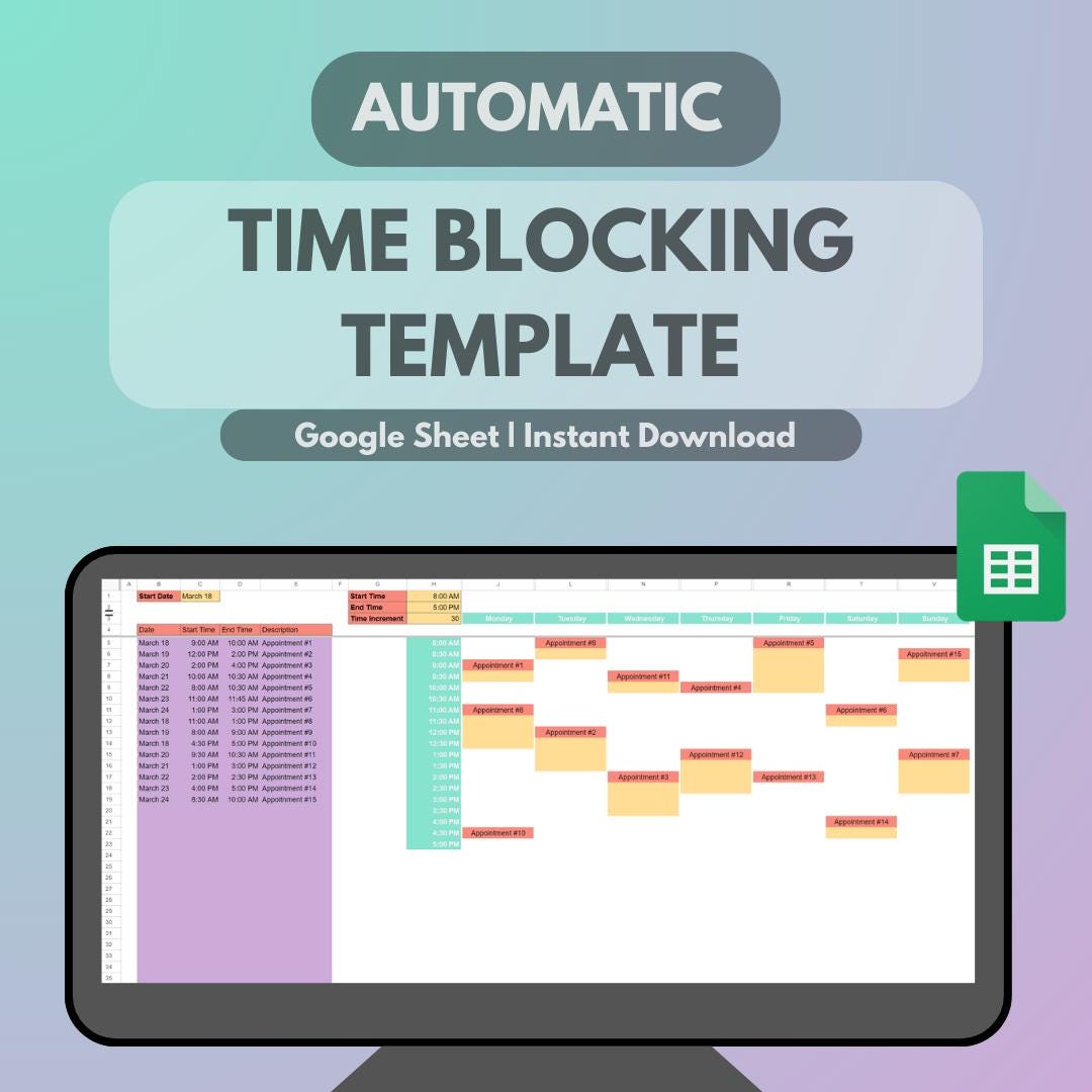 TIME BLOCK TEMPLATE | Schedule Builder | Automatic Time Blocking ...