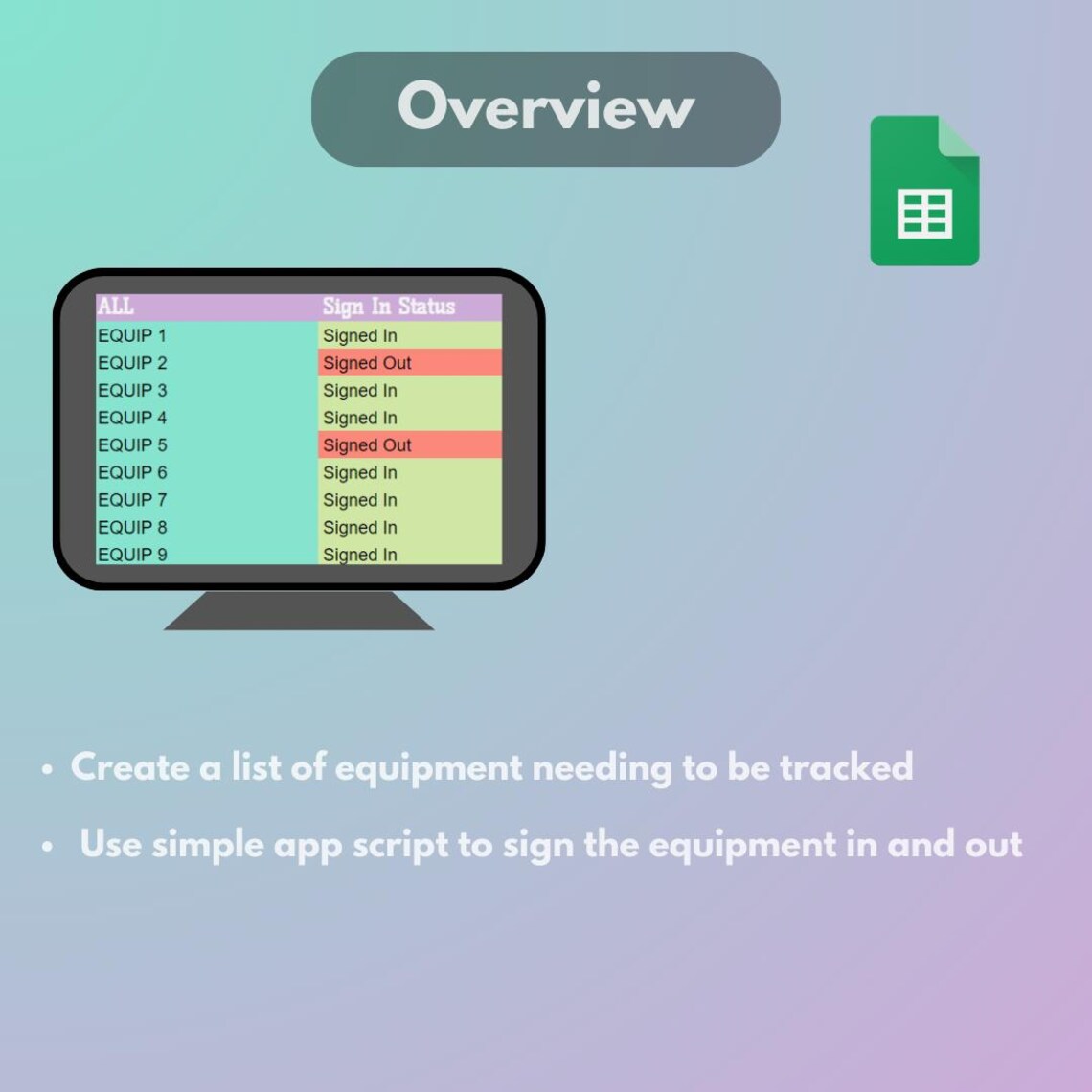 EQUIPMENT TRACKER | Inventory Management Template | Equipment Sign in ...